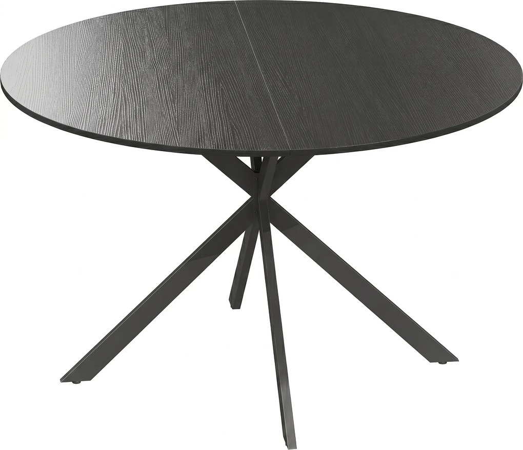 HOMCOM kulatý jídelní stůl pro 4, Ø120 cm, industriální styl s ocelovými X-nohami, pro jídelnu, kuchyni nebo domácí kancelář, černý