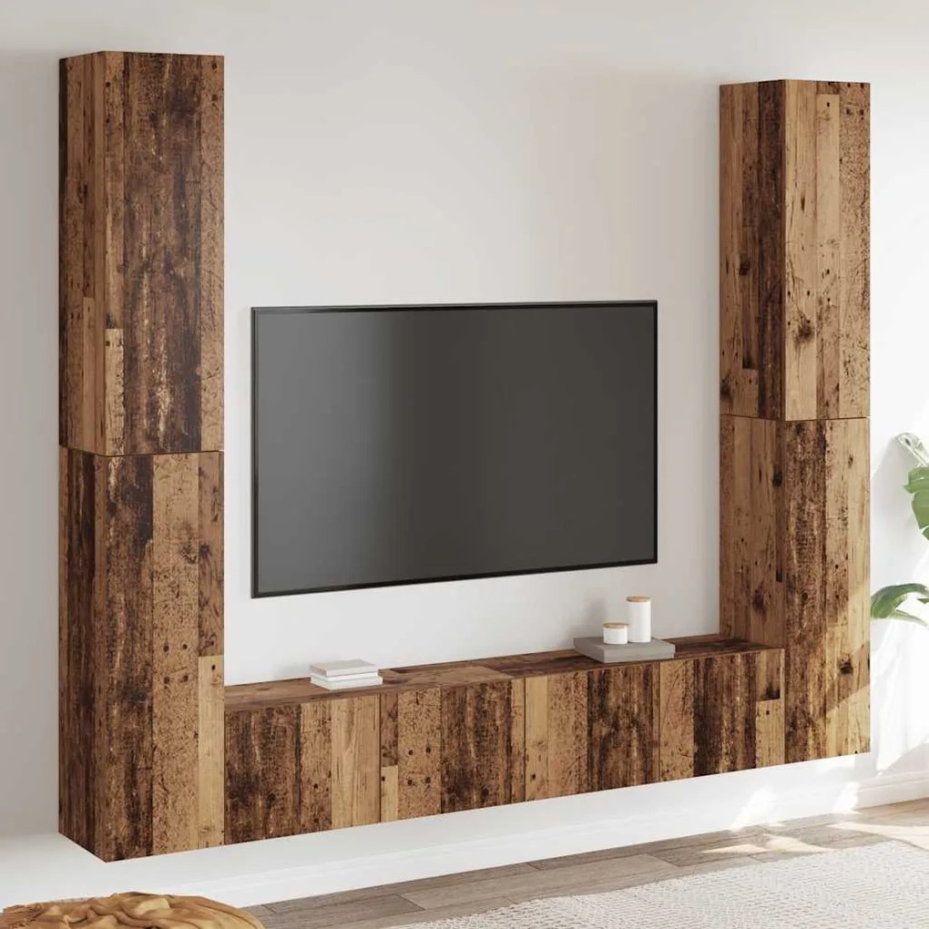 Nástěnné TV skříňky 6 ks Old Wood kompozitní 3328985
