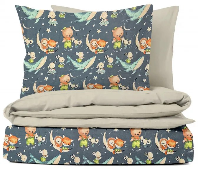 Ervi Bavlněné povlečení oboustranné - Hvězdná parta/béžové