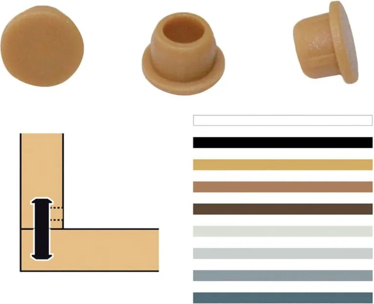 Lamello | Krycí čepičky pod úhlem 90° Barva: RAL 1011 buk