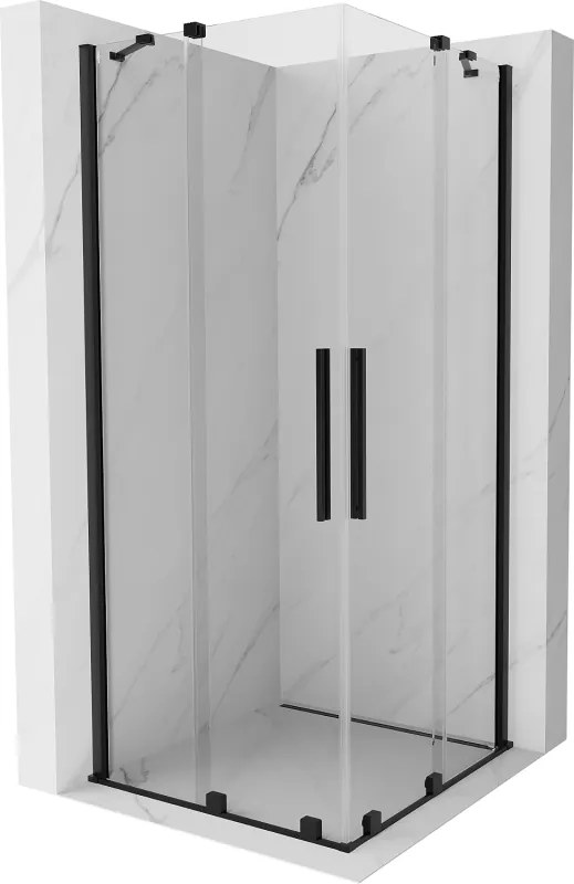 Mexen Velar Duo, sprchový kout s posuvnými dveřmi 80(dveře) x 80(dveře) cm, 8mm čiré sklo, černá matná, 871-080-080-02-70