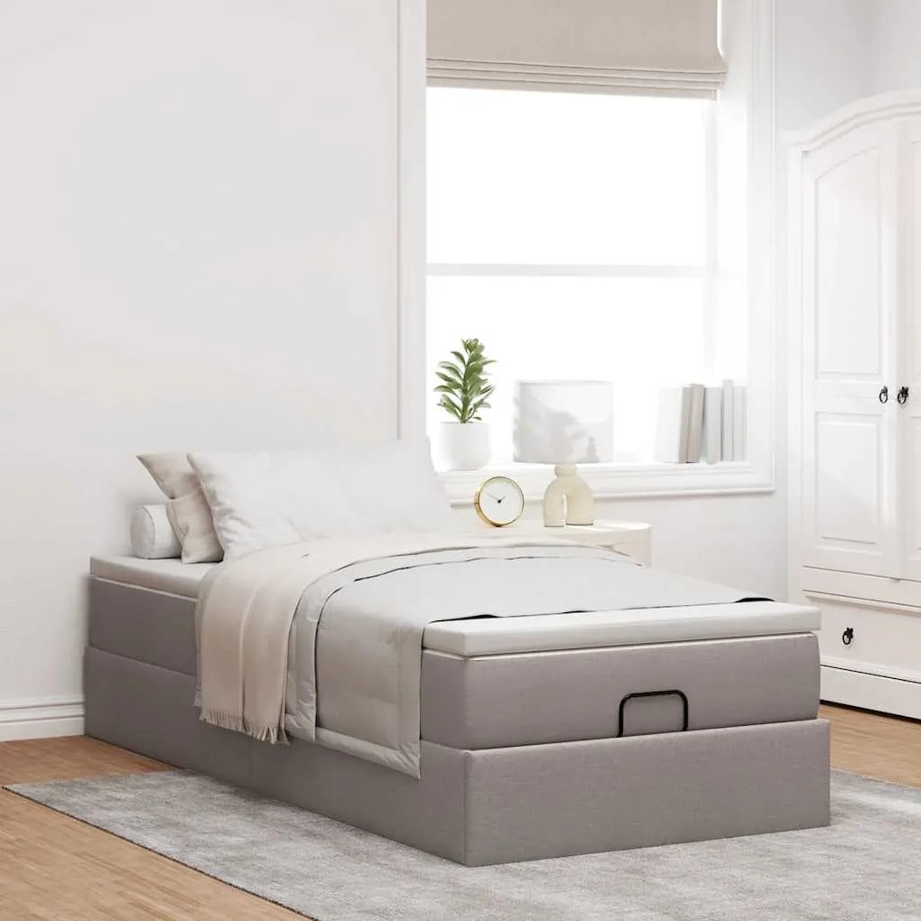 Osmanský rám postele s matrací taupe 90x190cm textil 3311075