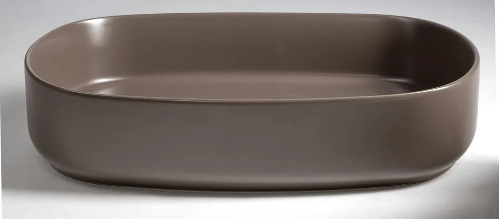 Isvea Isvea, INFINITY OVAL keramické umyvadlo na desku, 55x36cm, taupe, 10NF65055-2H