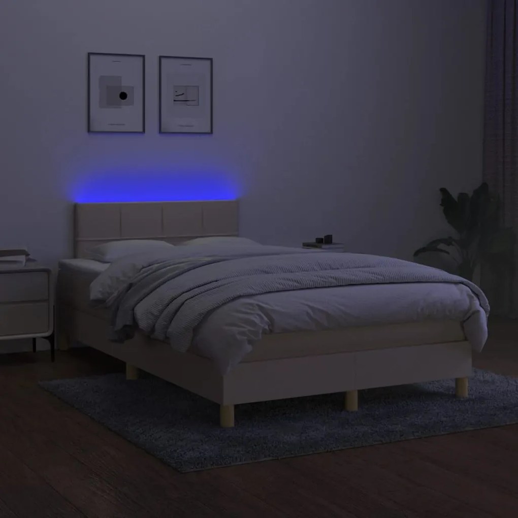 Box spring postel s matrací a LED krémová 120x190 cm textil 3270093