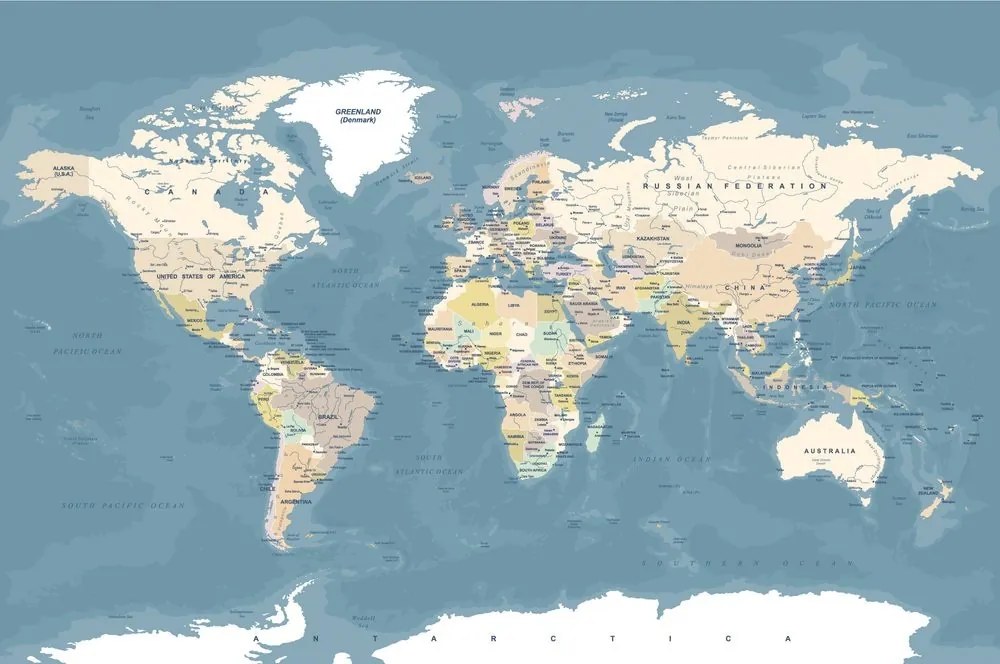 Tapeta stylová vintage mapa světa - 300x200 cm