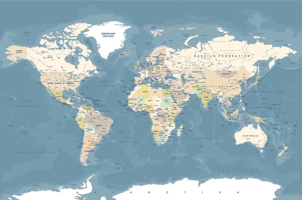 Tapeta stylová vintage mapa světa - 375x250 cm