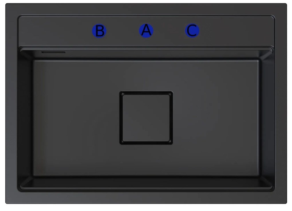 Gamma Quadro 7050, 1-komorový granitový dřez 700x500x220 mm, šedá, GMA-ZLE000240