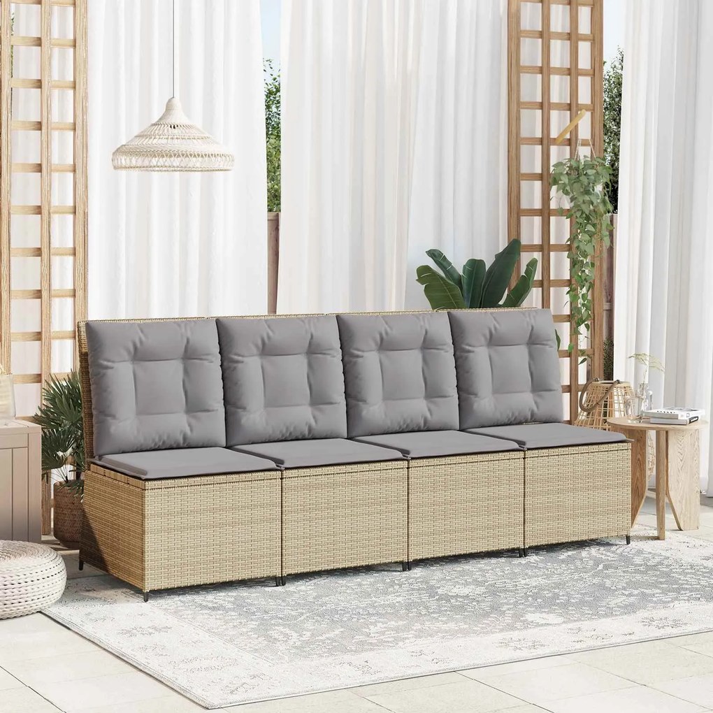 Zahradní sofa s polštářem Beige a šedá polyratan 3394479