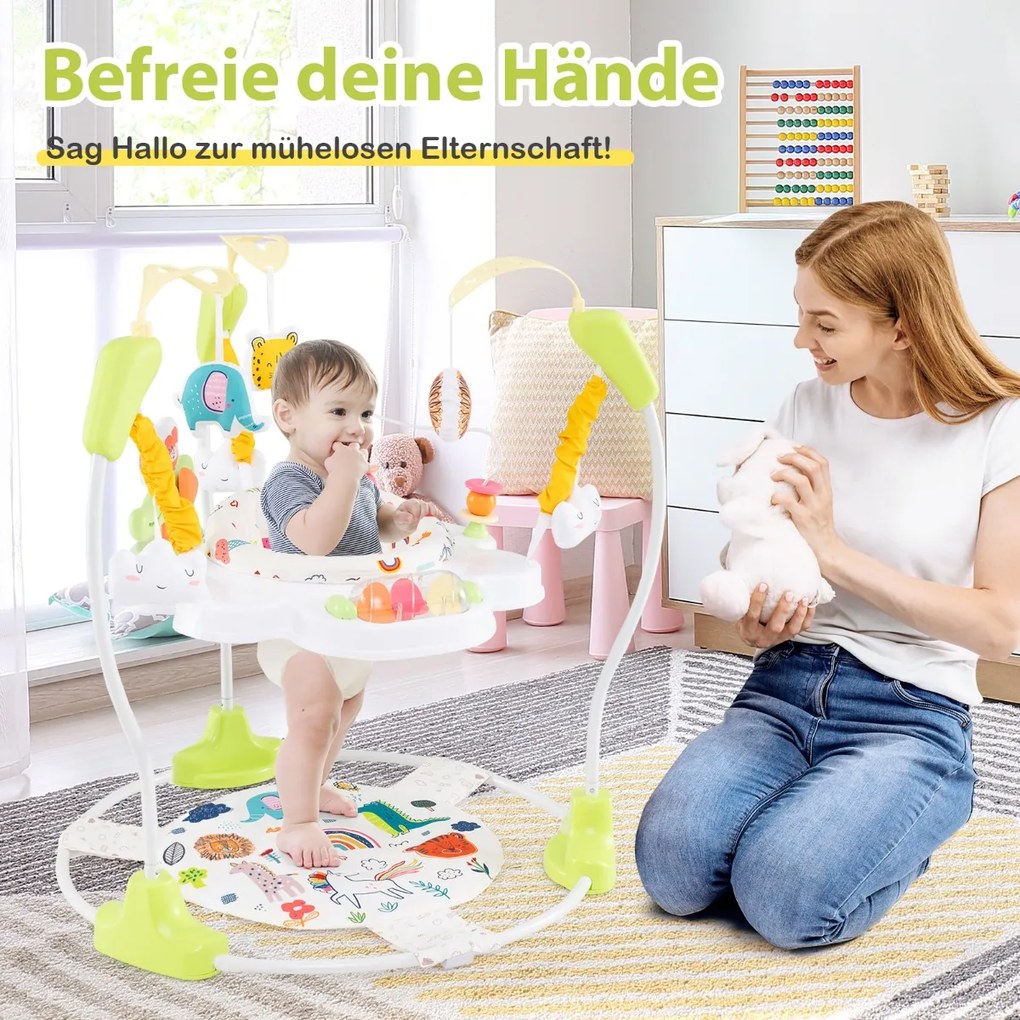 Costway Baby Sky Jumperoo s nastavitelnou výškou a hračkami a hudebním boxem