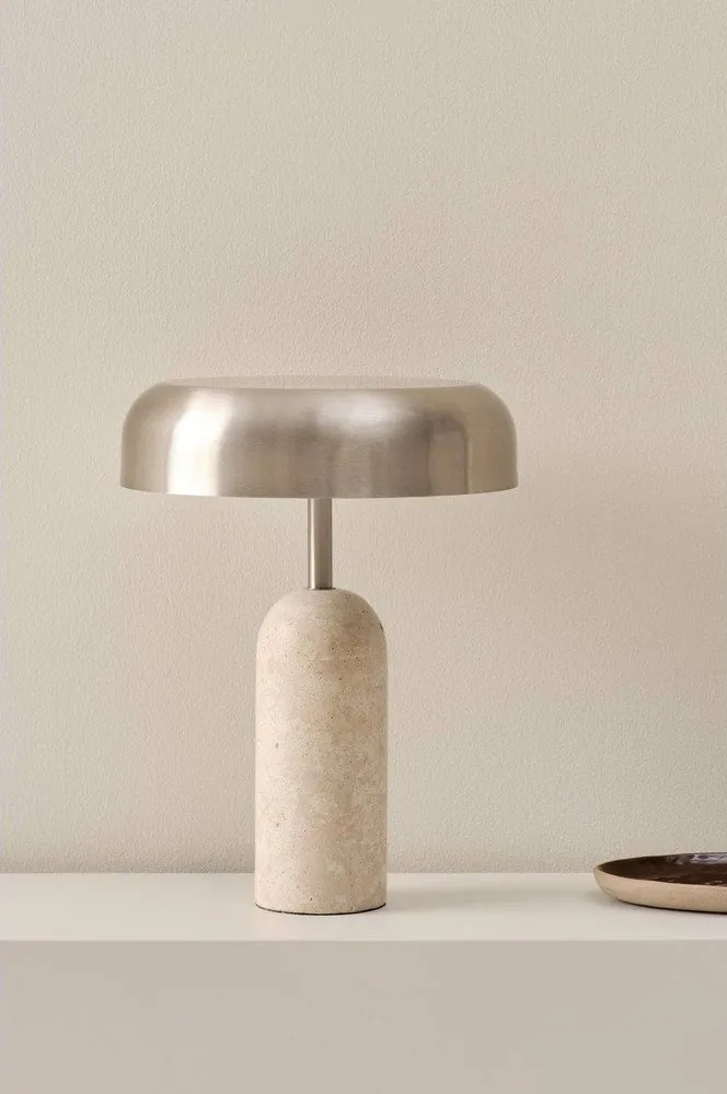 Stolní lampa z travertinu ve stříbrné barvě (výška 46 cm) Ina – Jotex