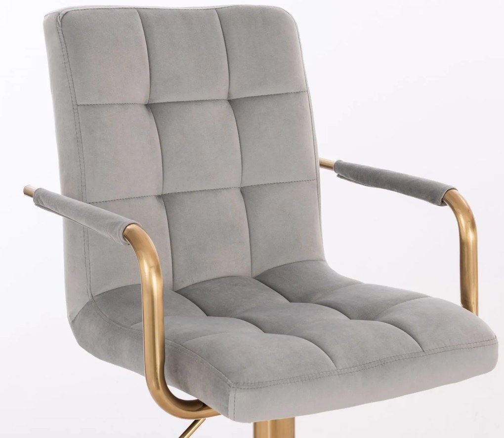 LuxuryForm DESIGN Židle VERONA GOLD VELUR na černém talíři - světle šedá