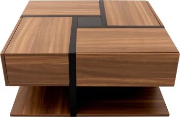 Aosom Čtvercový konferenční stolek 78x78 cm, moderní design s dolní policí do obývacího pokoje, přírodní barva