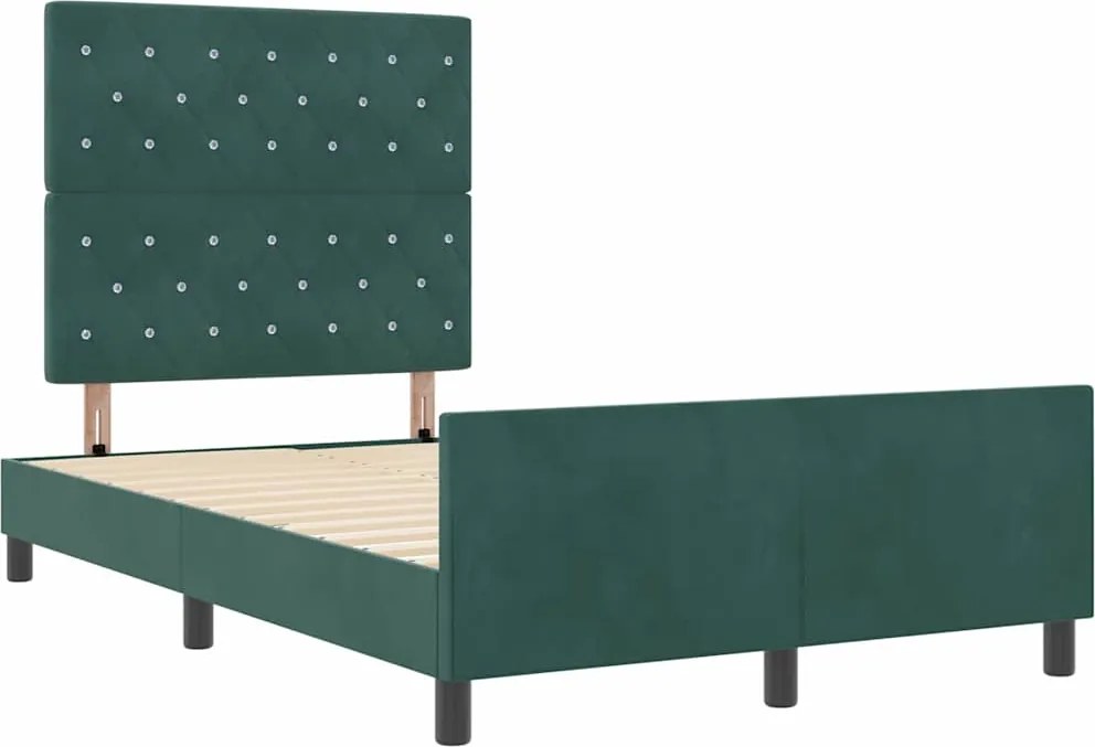 Postel s boxspringem s čelo Tmavě zelená 120 x 200 cm samet 3344864