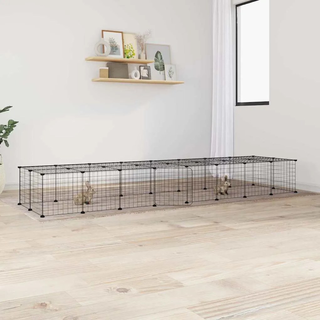 36panelová ohrádka pro zvířata s dvířky černá 280 x 70 x 35 cm ocel 3114057