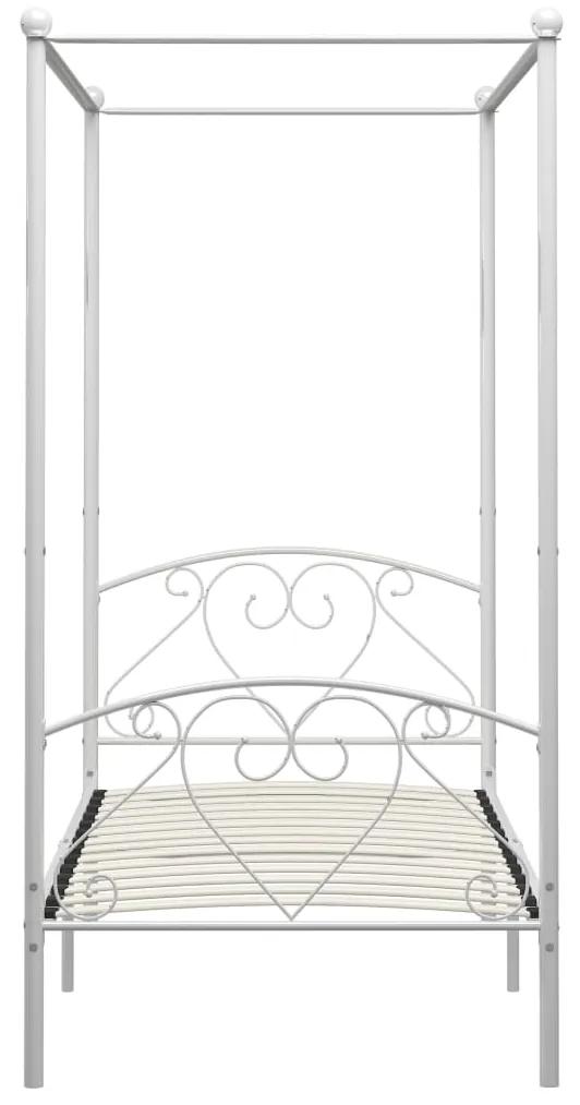 vidaXL Rám postele s nebesy bílý kovový 120 x 200 cm