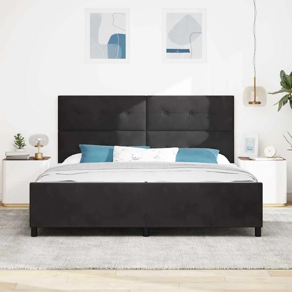 Postel s boxspringem s čelo Černá 200 x 200 cm samet 3344965