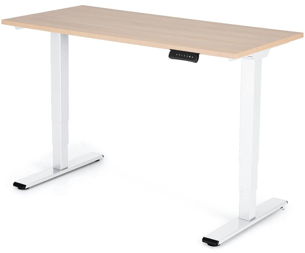 Výškově nastavitelný stůl Liftor 3segmentové nohy bílé,   deska 1380 x 650 x 25 mm dub sorano