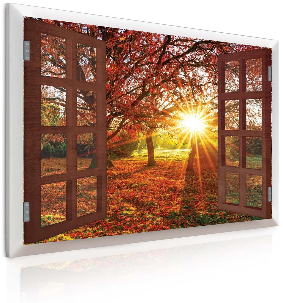 Malvis ® Obraz podzimní slunce za oknem Velikost: 100x80 cm