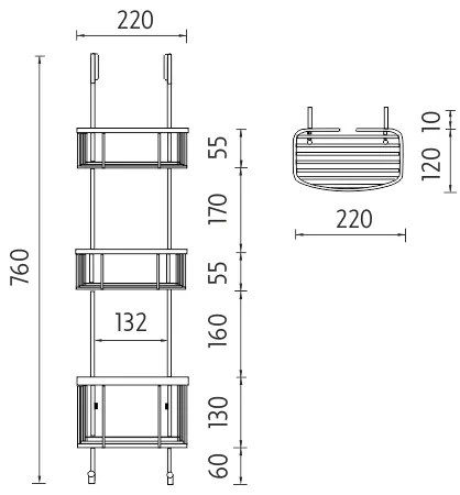Nimco Závěsná police třípatrová chrom - TR 03-26