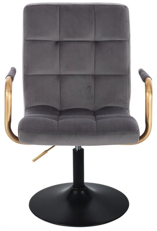 LuxuryForm DESIGN Otočná židle VERONA GOLD VELUR na černém talíři - tmavě šedá