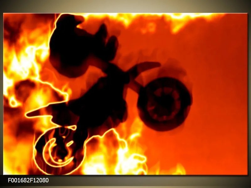 Obraz na plátně Motorkář v ohni, Obdélník 120x80cm 2198 Kč