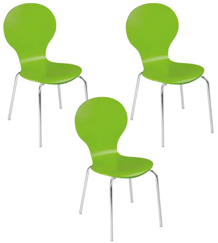 B2B Partner Dřevěná jídelní židle PEAS, zelená 3 ks