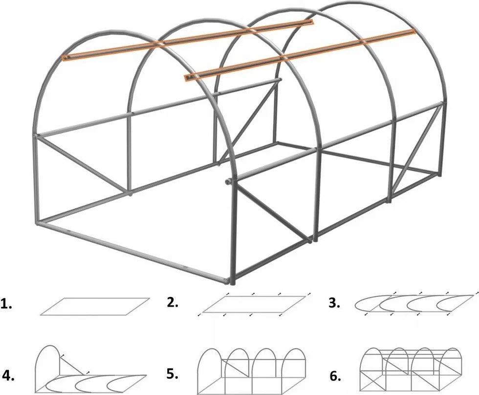 Zahradní fóliovník s pevnými dveřmi, 400 x 250 x 200 m