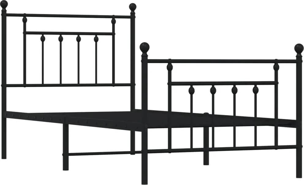 vidaXL Kovový rám postele s hlavovým a nožním čelem 90 x 200 cm [353548] Barva: Černá