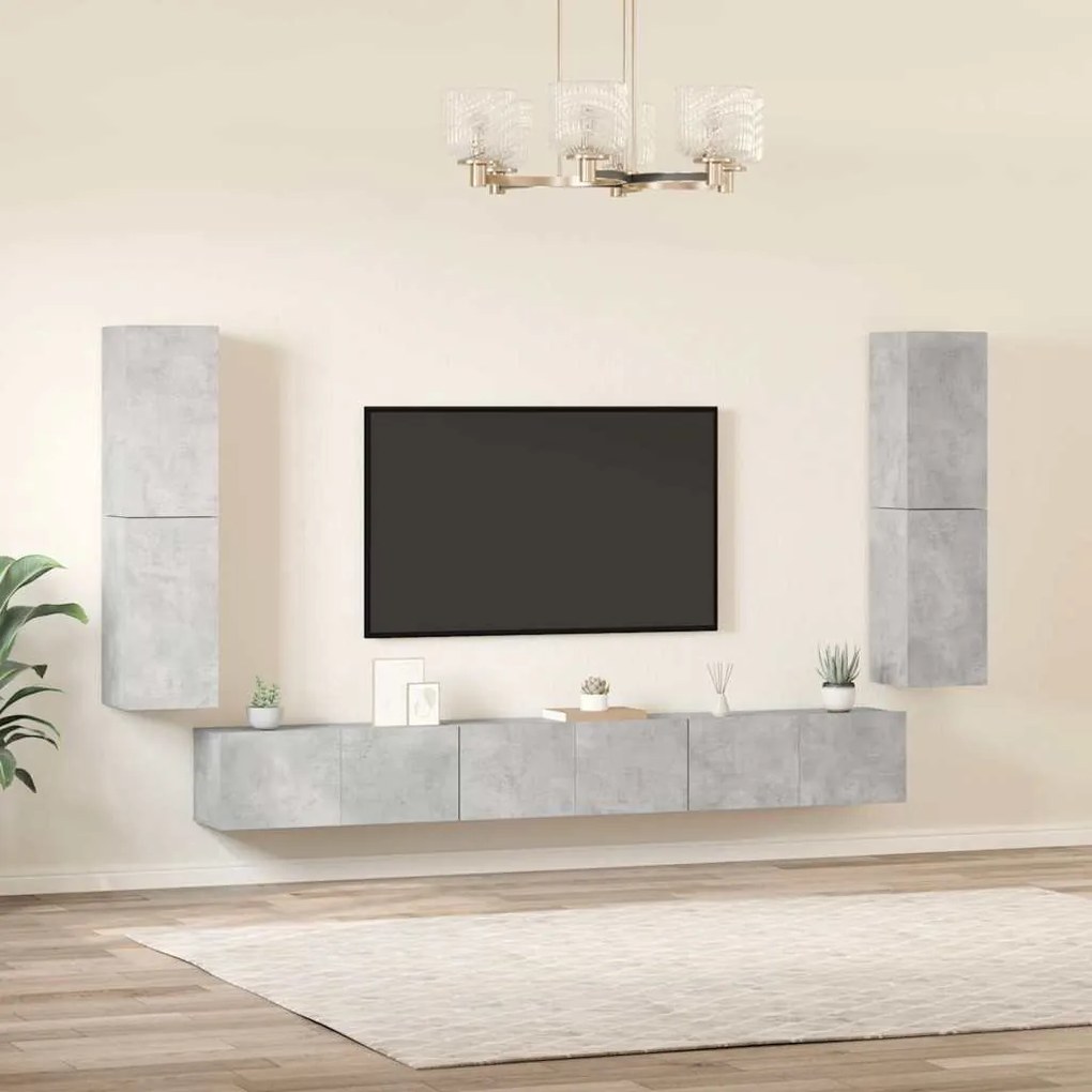 7dílný set TV skříněk betonově šedý kompozitní dřevo 3114305