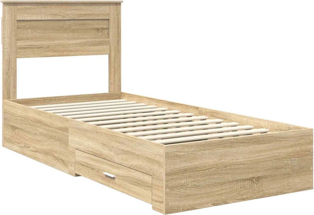Rám postele Sonoma dub a stříbrná 75 x 190 cm Kompozitní dřevo 3410044