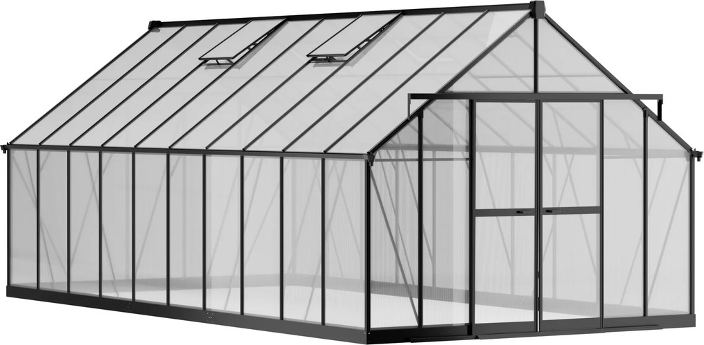 Skleník 245 x 305 x 606 cm, zesílená konstrukce, polykarbonát 6 mm