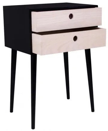 Noční stolek RIMINI HOUSE NORDIC, 2 zásuvky,  dřevo černé House Nordic 3704940061