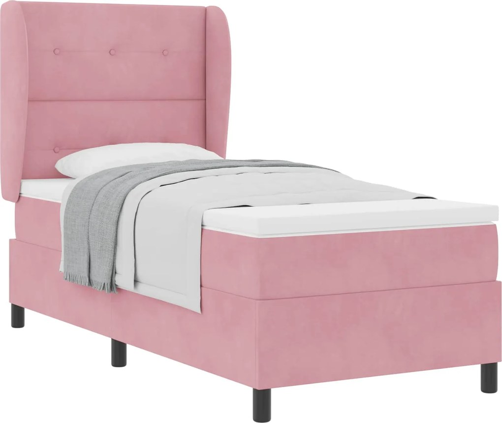 Postel s boxspringem s čelo Růžová 200 x 80 cm samet 3340903