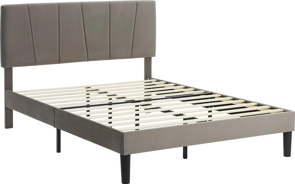 HOMCOM Dvoulůžkový Rám Postele, 140 x 190 cm, Postel pro 2 osoby, Kovový Rám, Nastavitelný Čelní Panel, s Lamelovým Roštem, Úložný Prostor pod Postelí