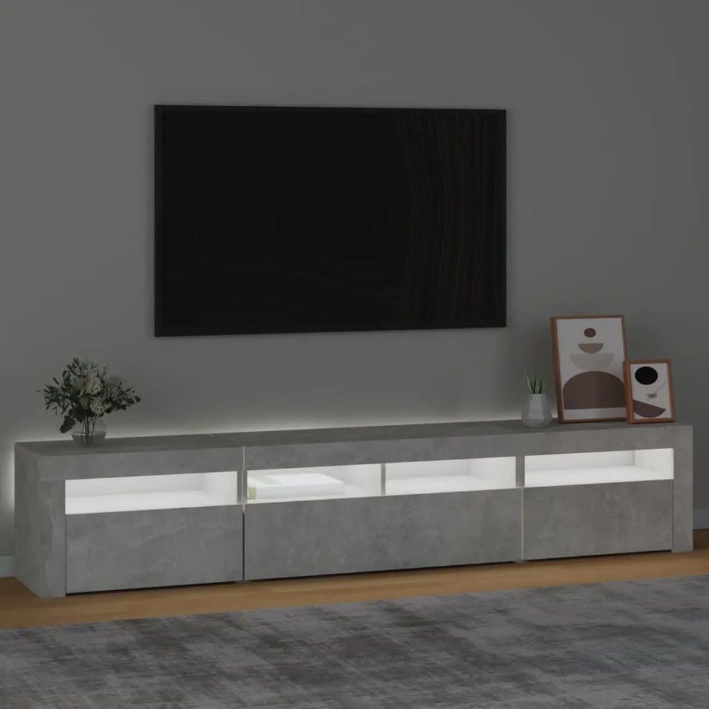 TV skříňka s LED osvětlením betonově šedá 210x35x40 cm 3152733
