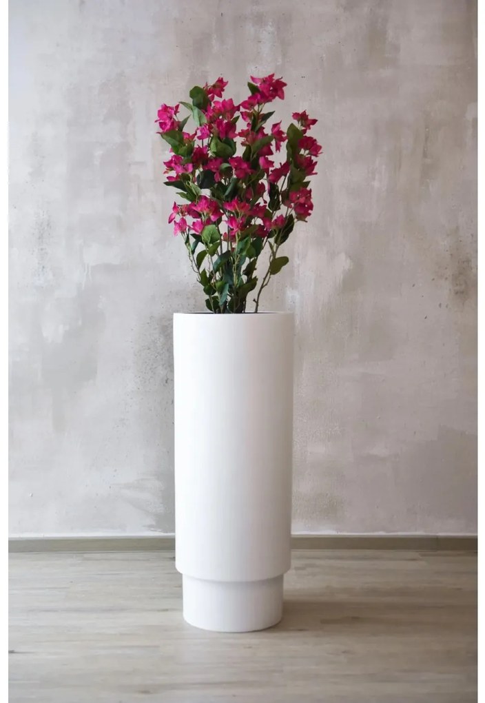 Květináč ESCADA, sklolaminát, výška 90 cm, bílý