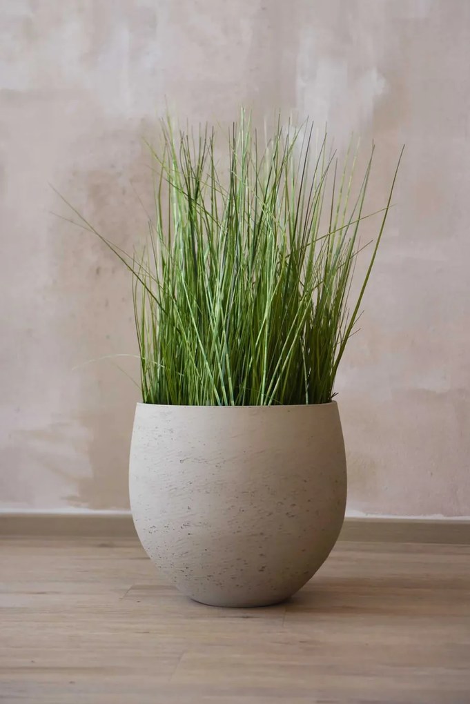 Moderní květináč RAFIOT, sklolaminát, výška 28 cm, béžový