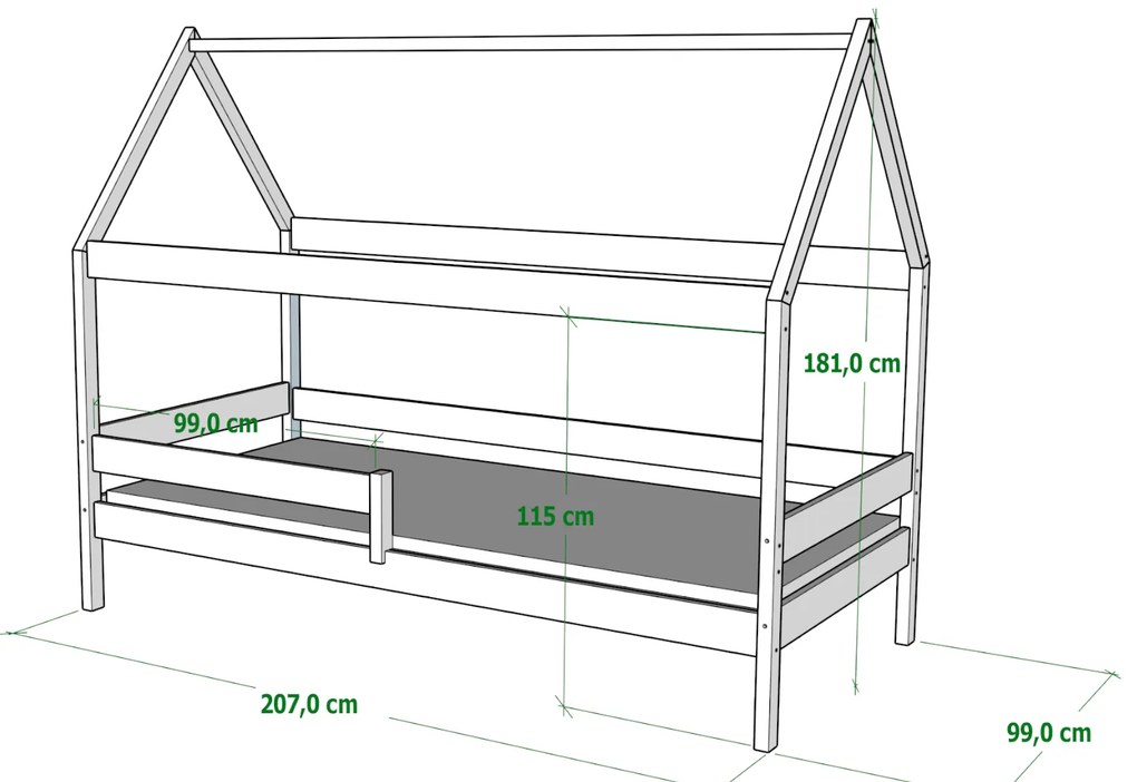 BabyBeds Dětská postel z masivu domeček borovice Velikost postele: 180x80 cm, Úložný prostor: Bez úložného prostoru Borovice