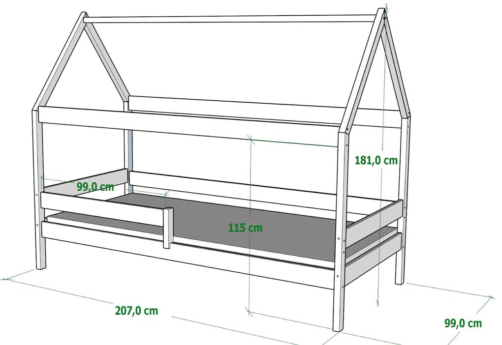 BabyBeds Dětská postel z masivu domeček borovice Velikost postele: 200x90 cm, Úložný prostor: Bez úložného prostoru Borovice