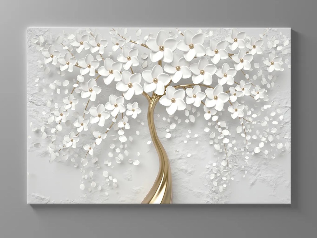 Liox Obraz bílého stromu s květinami Rozměr: 60 x 40 cm