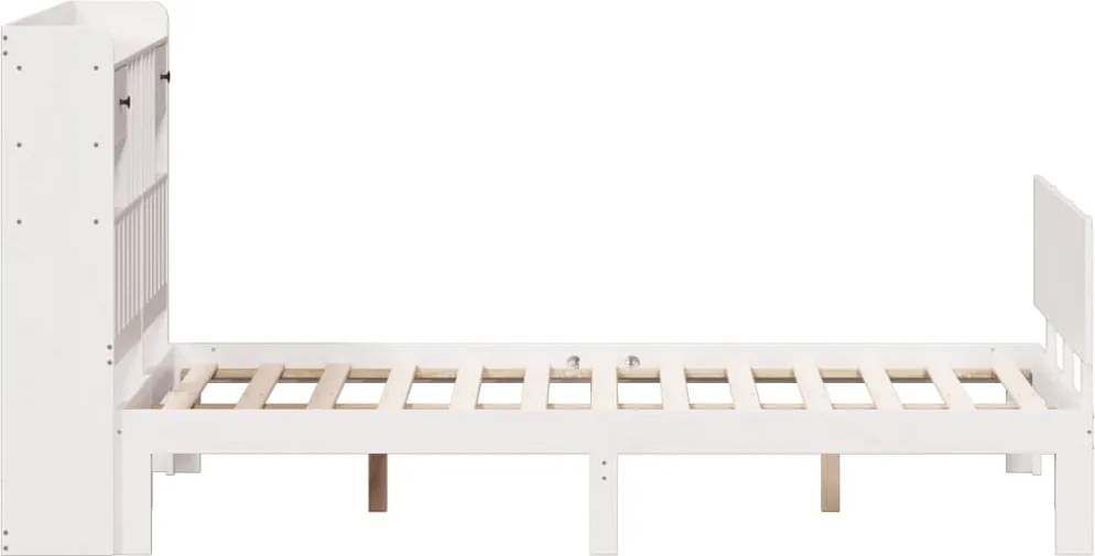Postel s knihovnou bez matrace bílá 135x190 cm masivní borovice 3322683