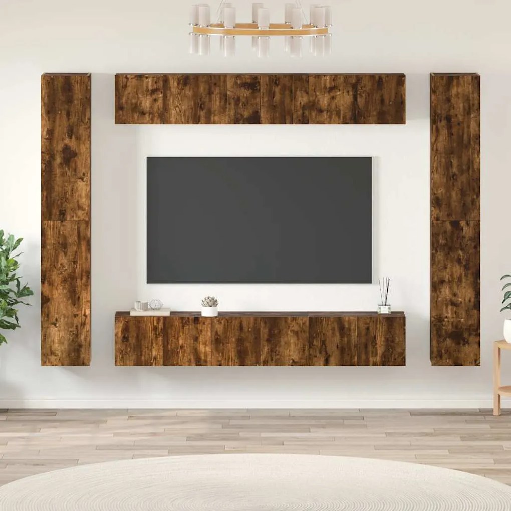 10dílný set TV skříněk kouřový dub kompozitní dřevo 3120248