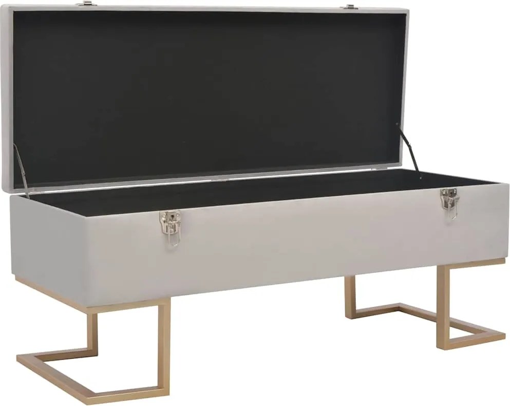 Lavice s úložným prostorem 105 cm šedá samet 247573