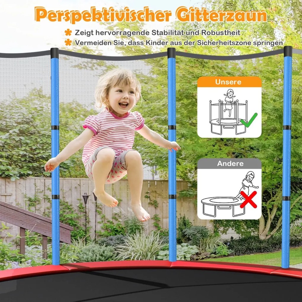Costway Zahradní trampolína Ø 140 cm s ochrannou sítí trampolína pojme až 135 kg