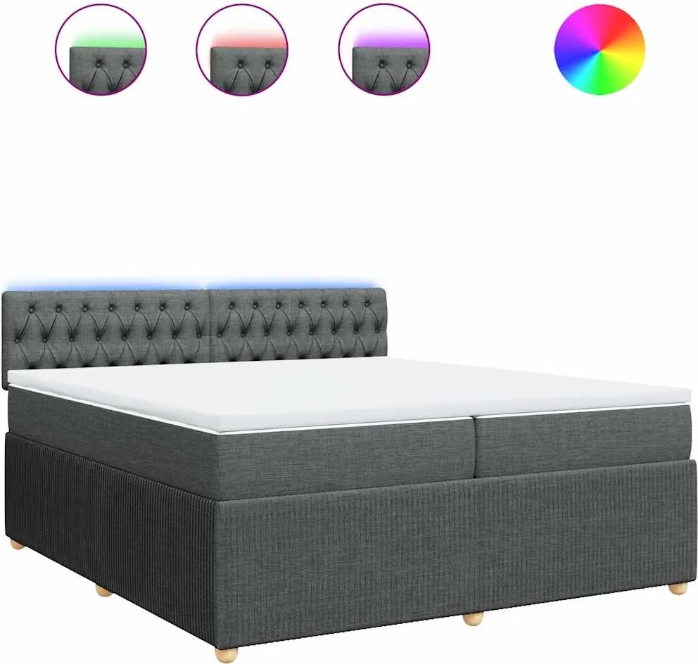 Box spring postel s matrací tmavě šedá 200x200 cm textil 3289871