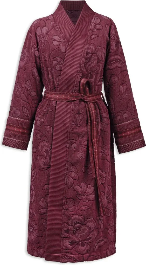 Pip Studio župan Jasmin Jacquard - tmavě růžový (Luxus a pohodlí ve stylovém županu s rafinovaným žakárovým květinovým vzorem)