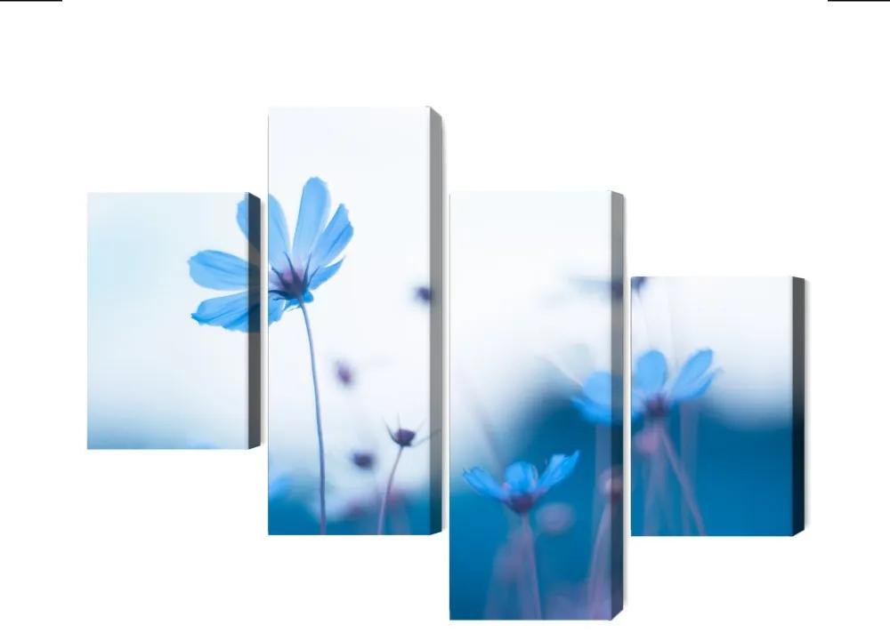 Vícedílný obraz Jemné Modré Květy Nedostatek Nedostatek Přírodní plátno 160x100