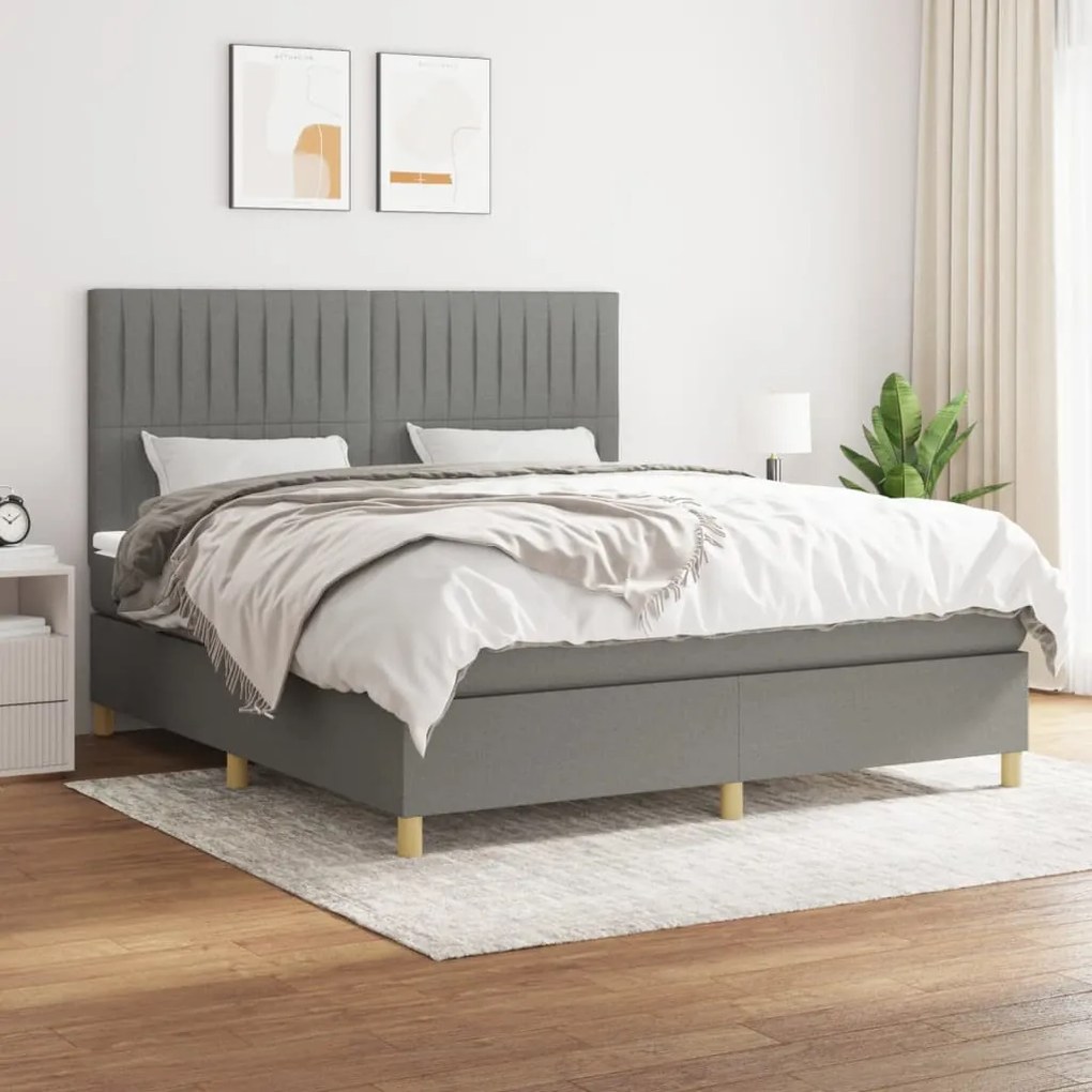 Box spring postel s matrací tmavě šedá 160x200 cm textil 3142506