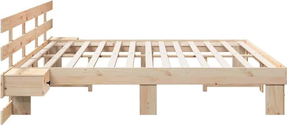 Rám postele s čelo Hnědá 200 x 200 cm Masivní borové dřevo 3385676