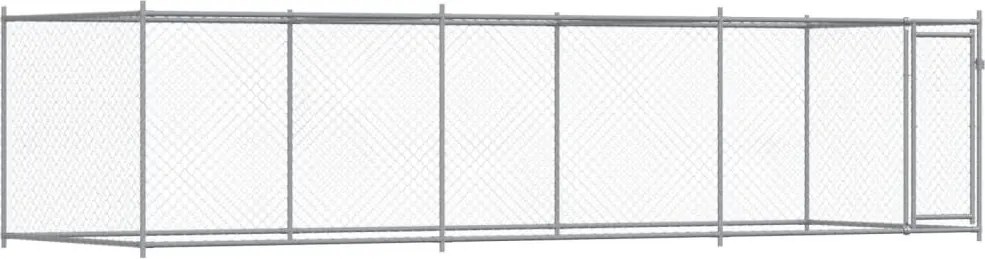 Klec pro psy s dvířky šedá 6 x 2 x 1,5 m pozinkovaná ocel 3209579